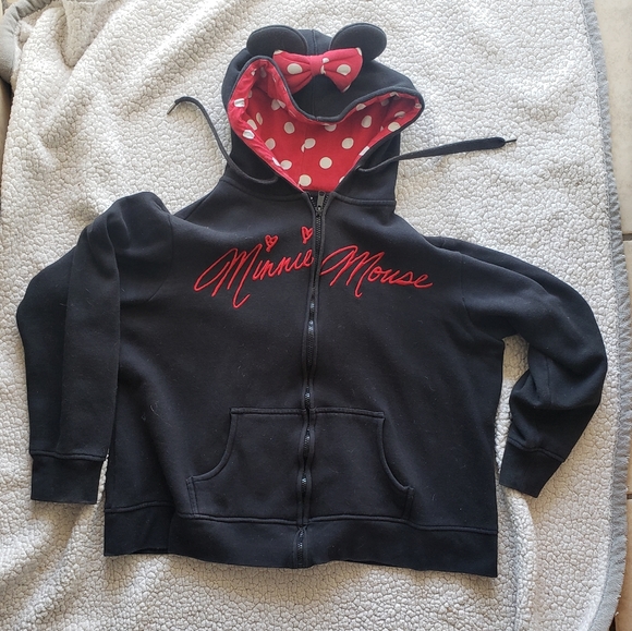 Disney | Jackets & Coats | Disney Minnie Mouse Fleece Jacket W Hood And ...